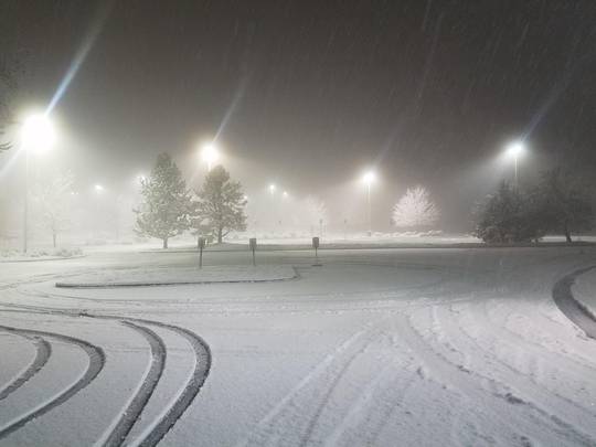 Parking Lot At Night Snow